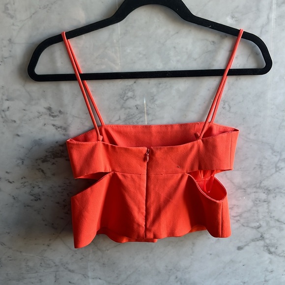 Tops | Zara Bright Orange Camisole With Cut Outs | Poshmark